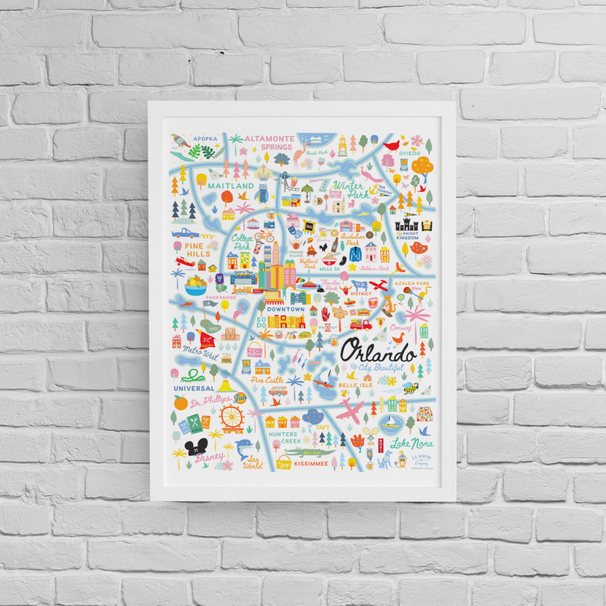 ORLANDO, FL | City Series Map Art Print | A. B. Newton and Company